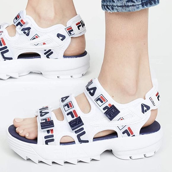 Fila | Shoes | New Womens Fila Disruptor Platform Sandals White Navy ...